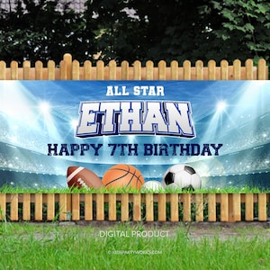 All Star Backdrop, Printable Sports Backdrop, Football Basketball ...