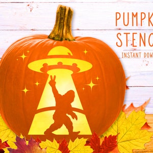 Big Foot Pumpkin Stencil, UFO Printable Stencil, Jack O' Lantern ...