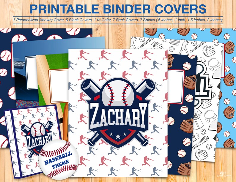 BINDER COVERS Printable 1 Personalized Binder Cover-baseball - Etsy