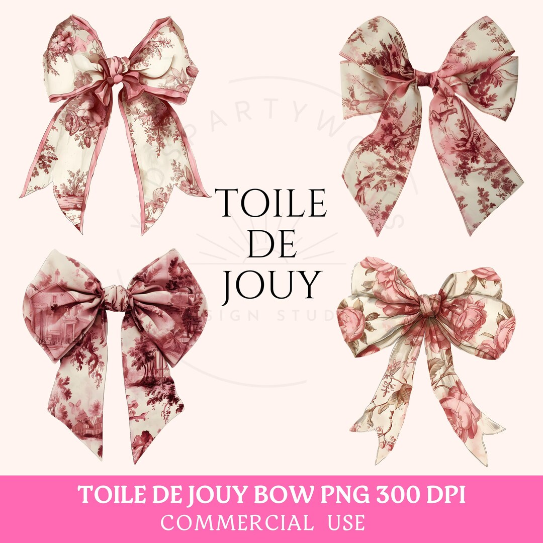 Pink Bow PNG, Coquette Pink Bow, Toile Bow PNG, Toile De Jouy Png ...