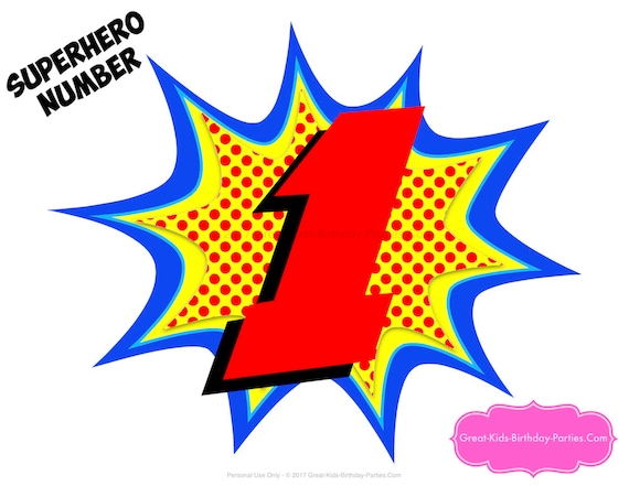 SUPERHERO NUMBER 1 Superhero Printables Number 1 | Etsy