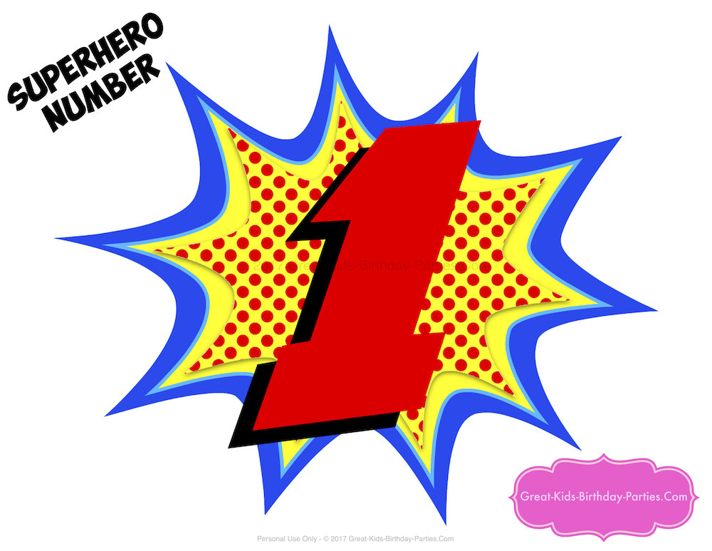 SUPERHERO NUMBER 1 - Superhero Printables - Number 1 - Superhero ...