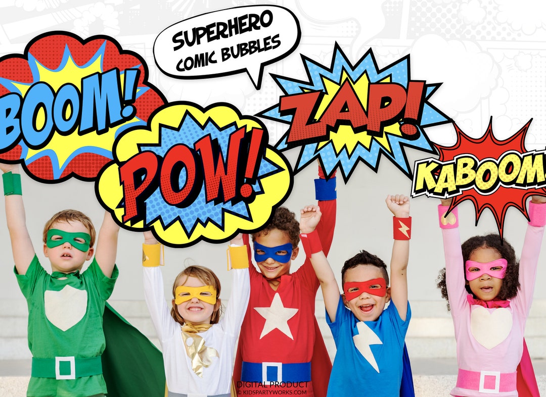 Giant Superhero Comic Bubbles, Superhero Birthday Party Sign, Speech ...