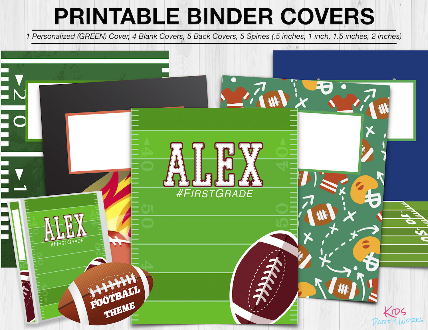 PRINTABLE BINDER COVERS-1 Personalized Binder Cover-football | Etsy