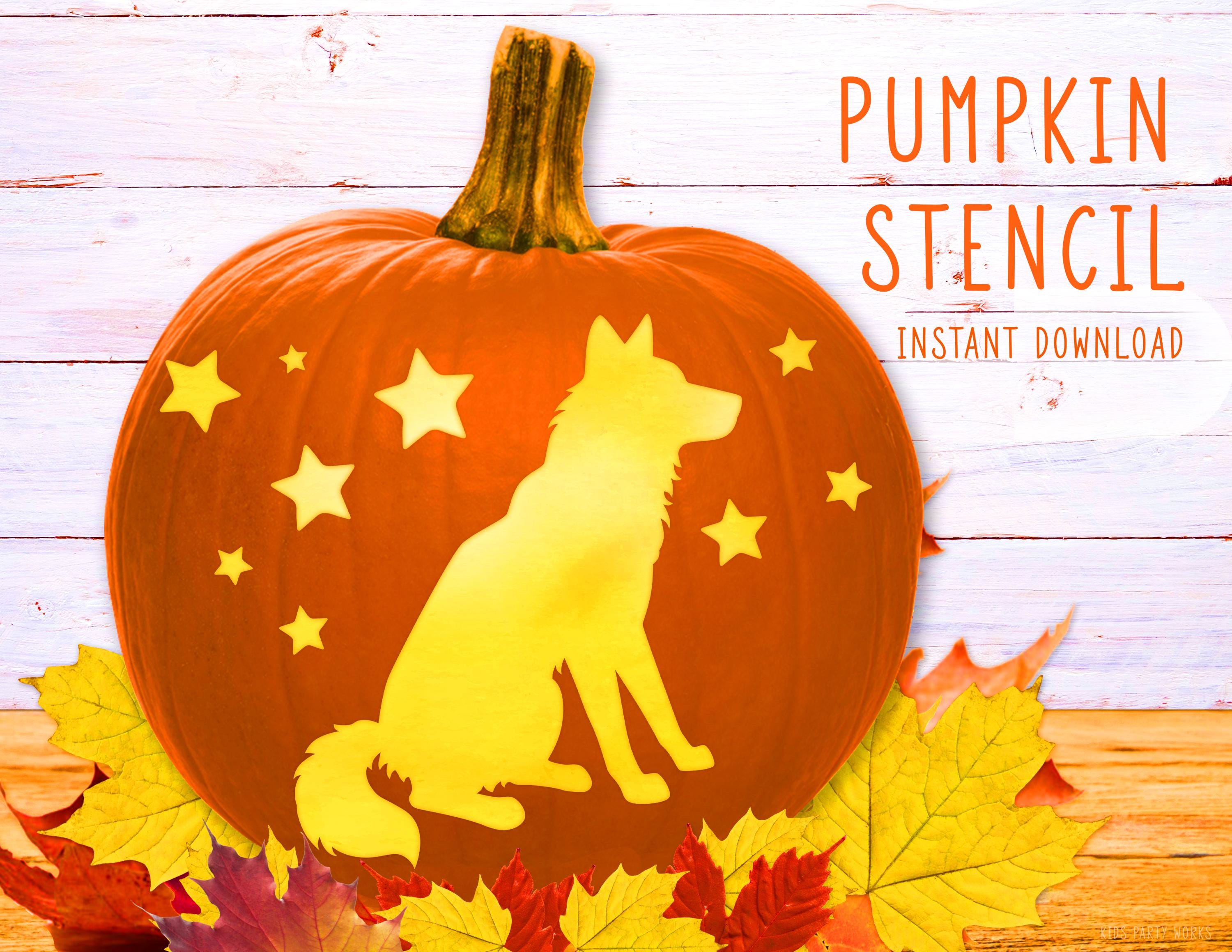 Dog Pumpkin Stencil, Husky Printable Stencil, Jack O' Lantern, Pumpkin ...