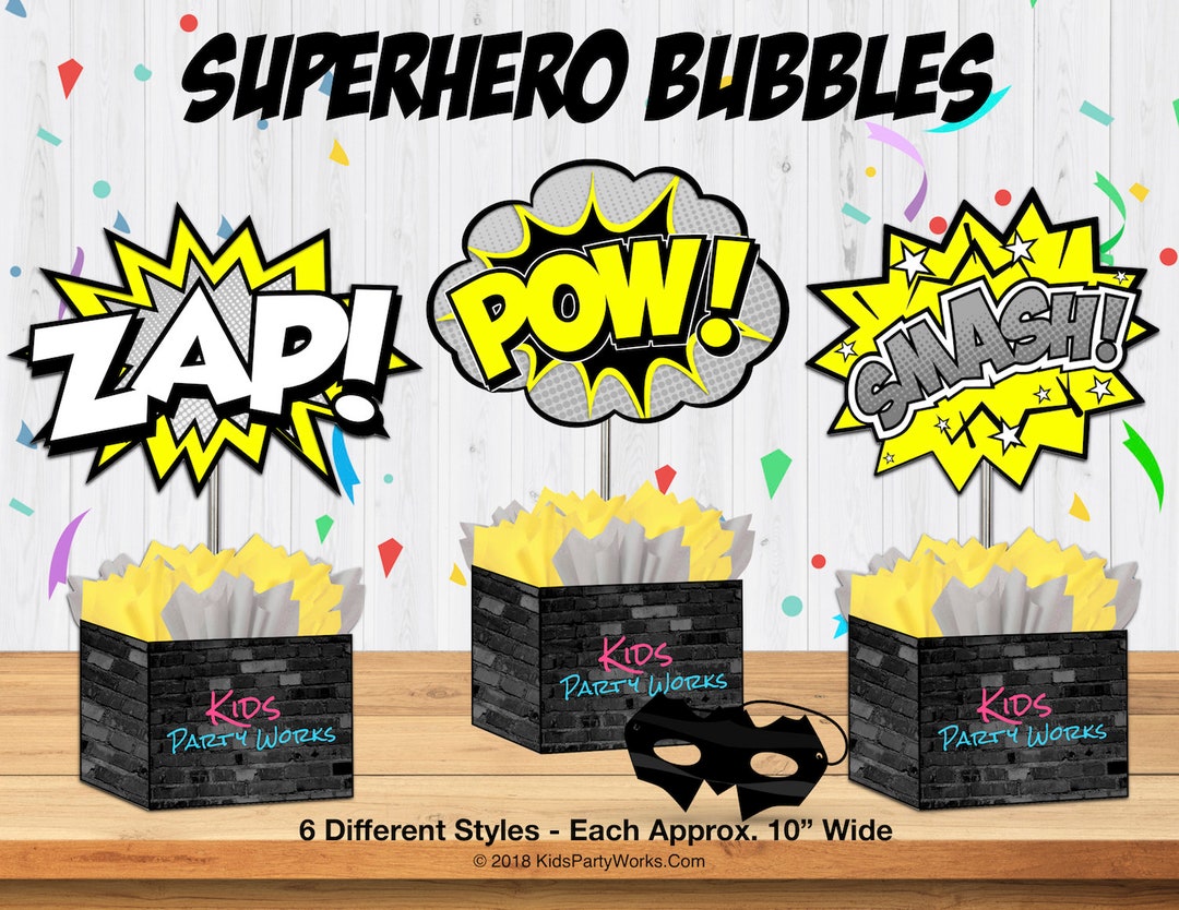 Superhero Bubbles-comic Bubble-birthday Party-superhero Birthday ...