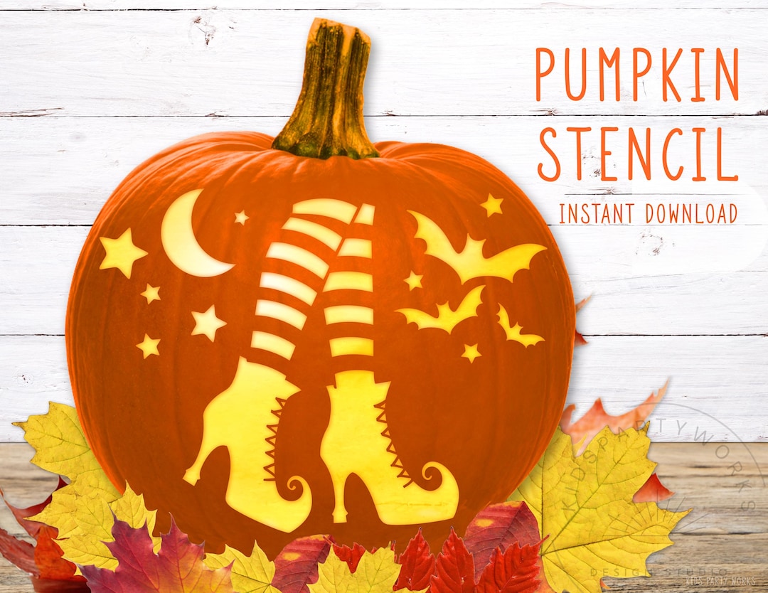 Witch Pumpkin Stencil, PRINTABLE Pumpkin Stencil, Jack O' Lantern, Pumpkin Carving Template ...