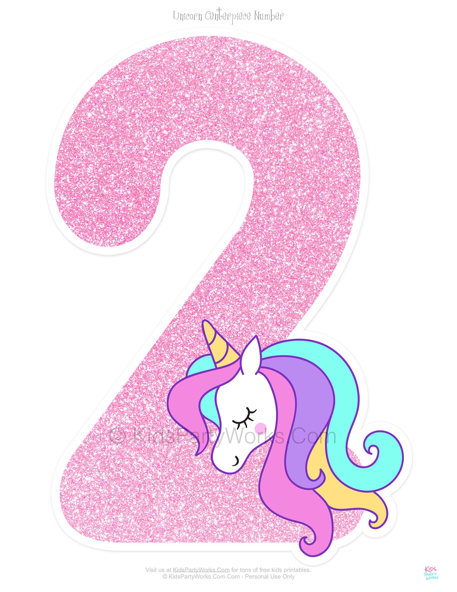 Unicorn Centerpiece Number 2 Printable Unicorn Birthday | Etsy