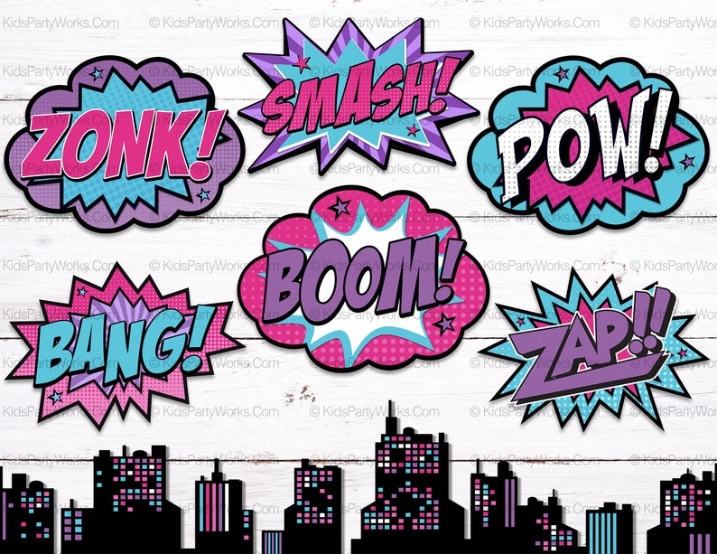 Superhero Comic Bubbles, Superhero Girl, Supergirl Birthday, Superhero ...