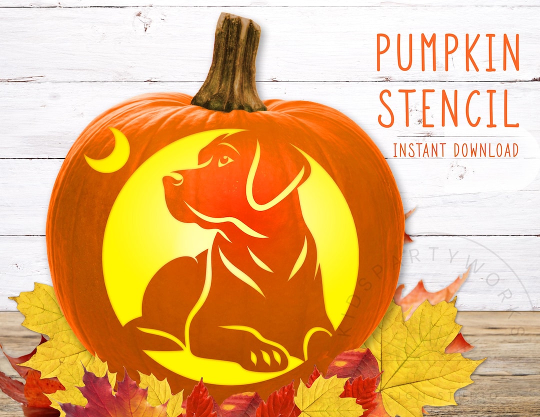 Dog Pumpkin Stencil, Labrador Retriever Printable, Jack O' Lantern ...
