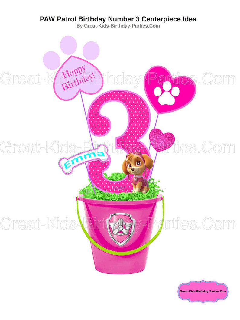 Paw Patrol Personalized Paw Patrol Number 3 Centerpieces