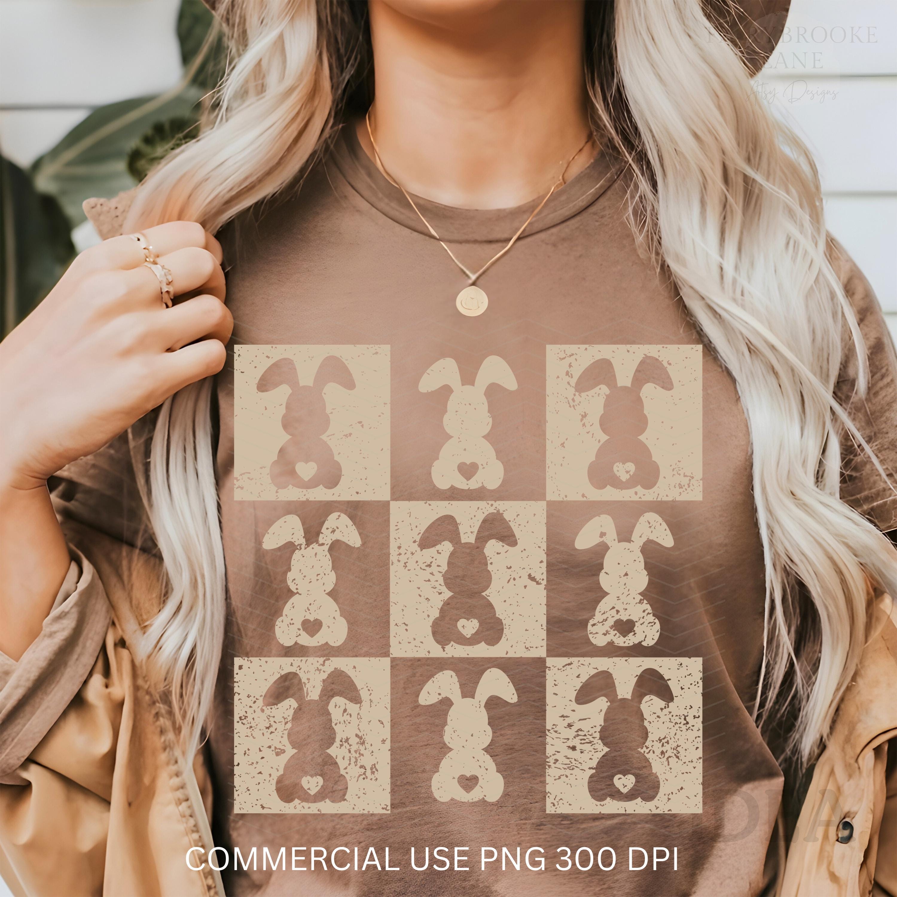 Bunny PNG, Retro Checkered Bunny Png, Cute Easter Bunny Sublimation ...