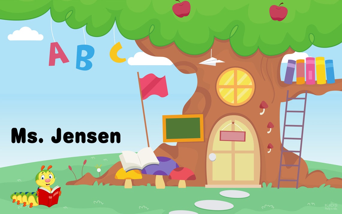 Online Teacher Backdrop Classroom Backdrop L Virtual Banner | Etsy