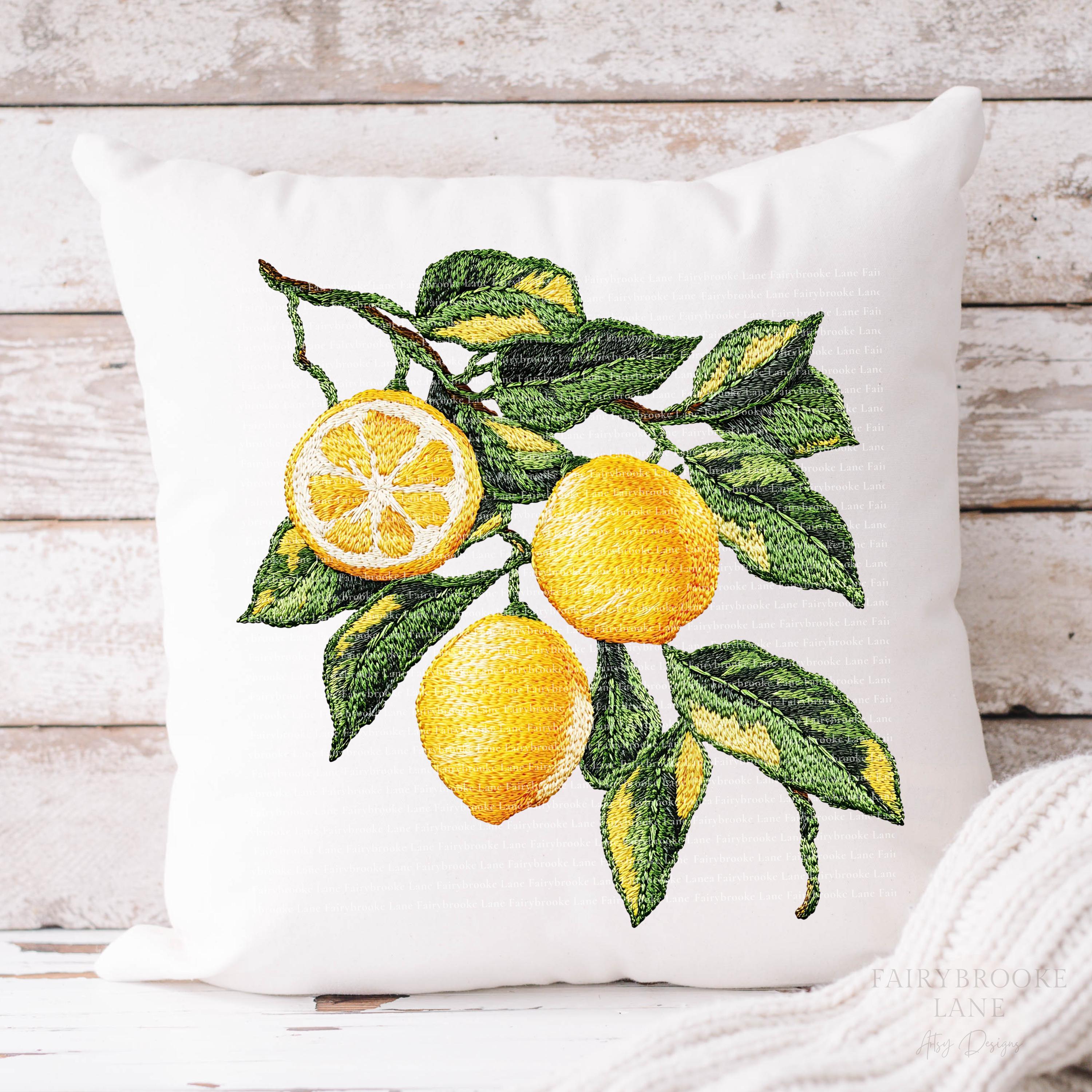 Lemons PNG, Embroidered Lemons PNG, Faux Embroidery Lemons on A Vine ...