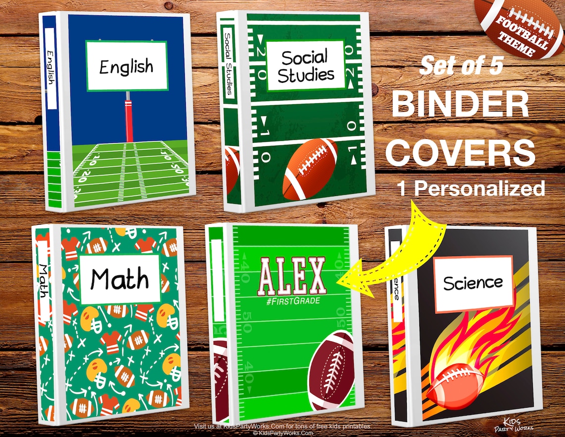 PRINTABLE BINDER COVERS-1 Personalized Binder Cover-football | Etsy