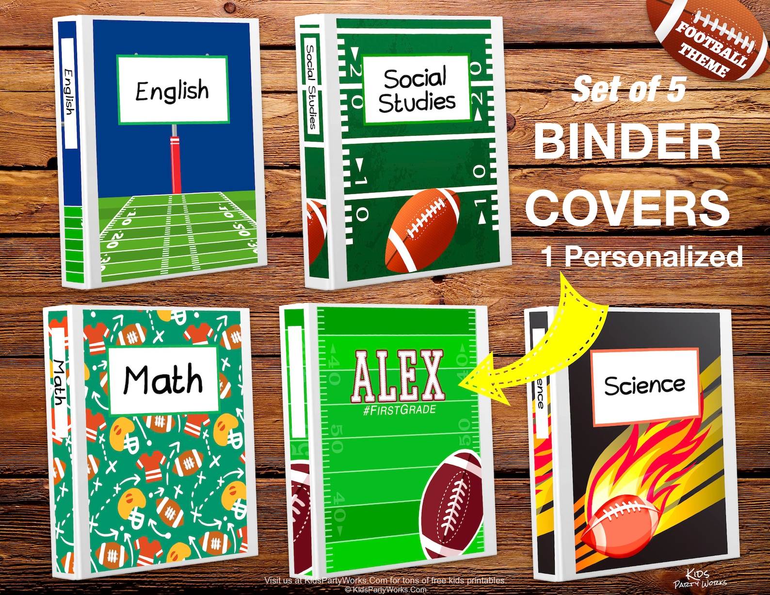 PRINTABLE BINDER COVERS-1 Personalized Binder Cover-football | Etsy