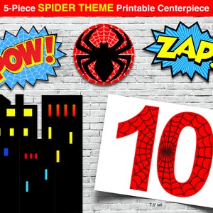 Superhero Printable NUMBER 10 Centerpiece, Instant Download, Spider ...