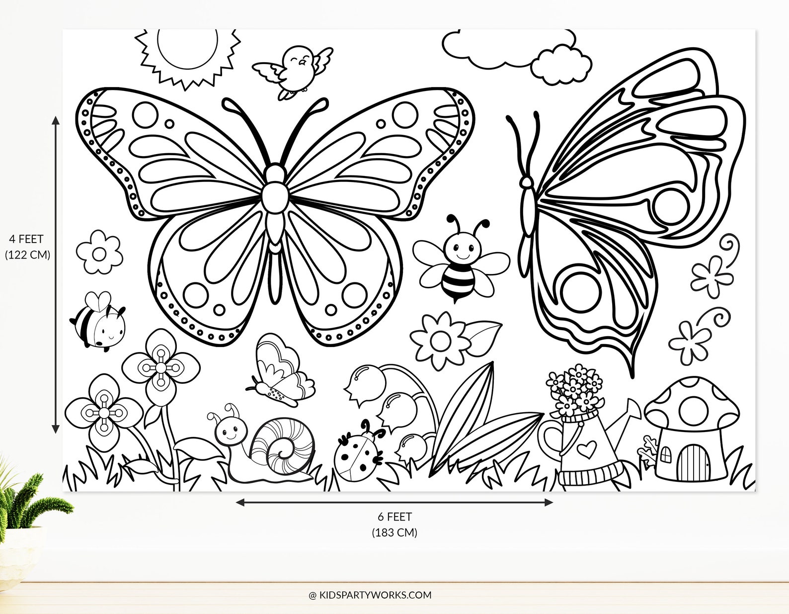GIANT Butterfly Coloring Page Poster Butterfly Photo Booth - Etsy