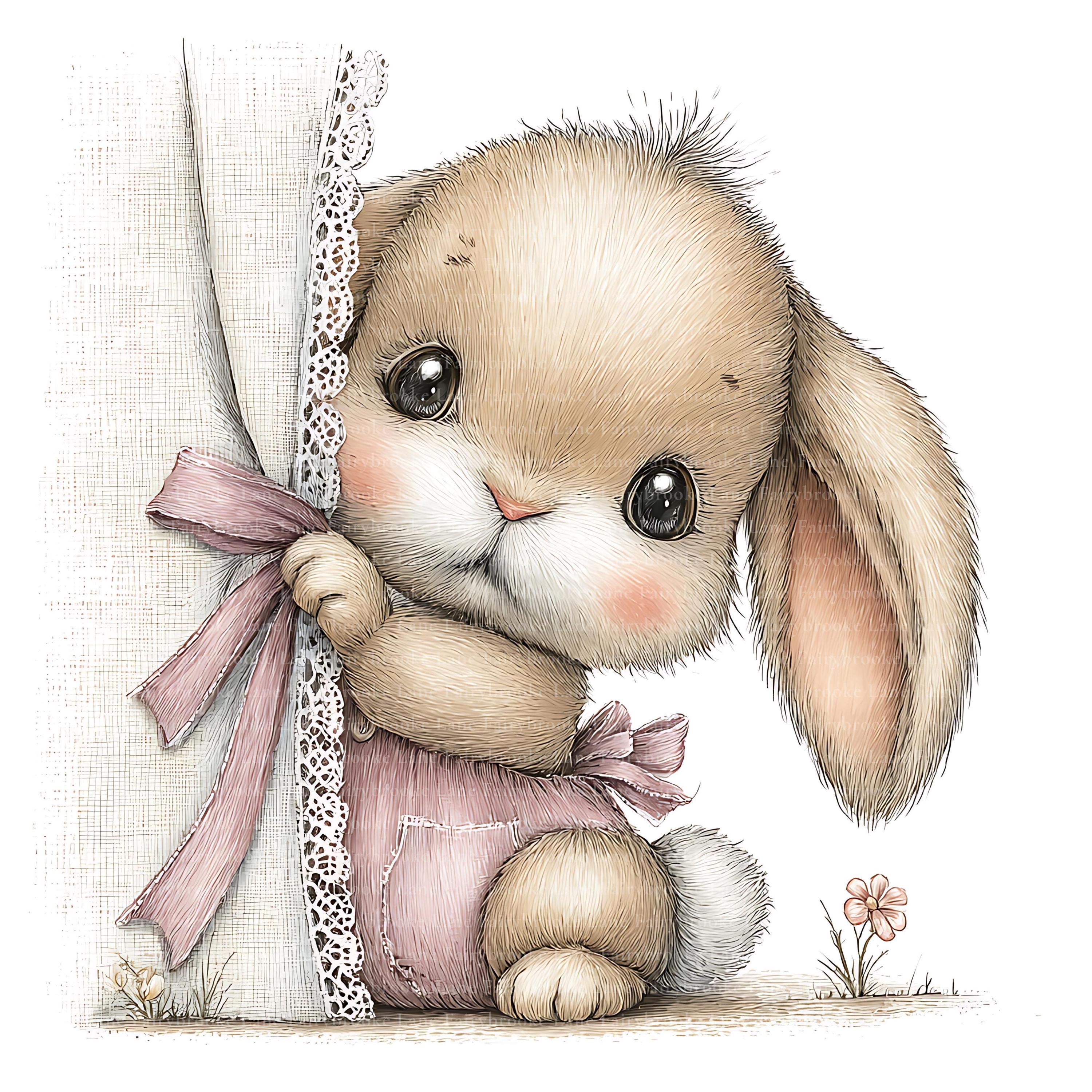14 JPG Spring Baby Animals Clipart, Watercolor Easter Bunny Lamb ...