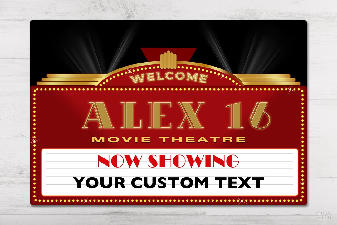 Custom Movie Theater Sign, Movie Night Party, Movie Birthday, Theater ...