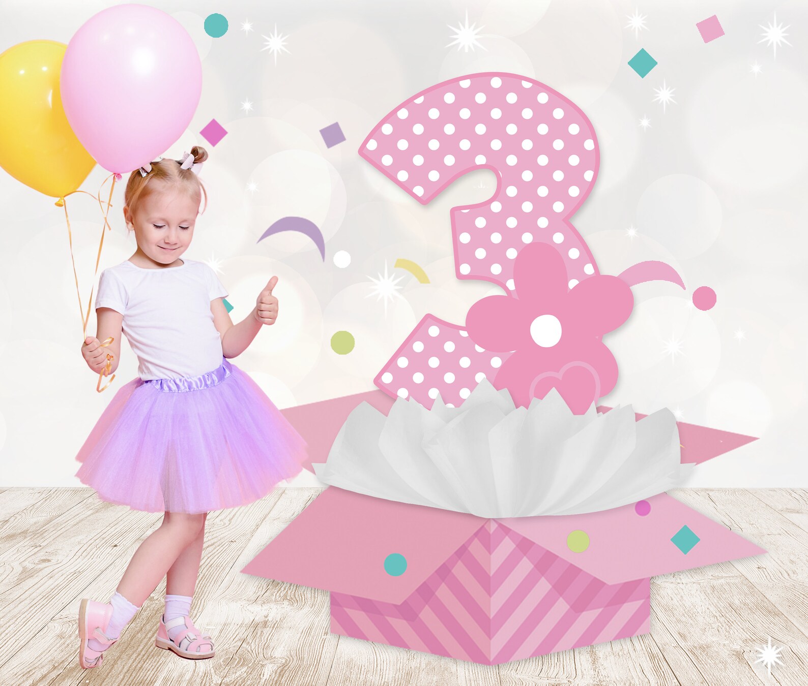 Girl Centerpiece Printable Number 3 Printable Girl Birthday - Etsy