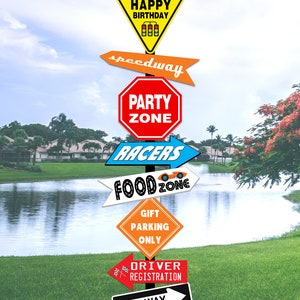 Race Car Signs, Race Car Party, Racing Birthday Directional Signs ...