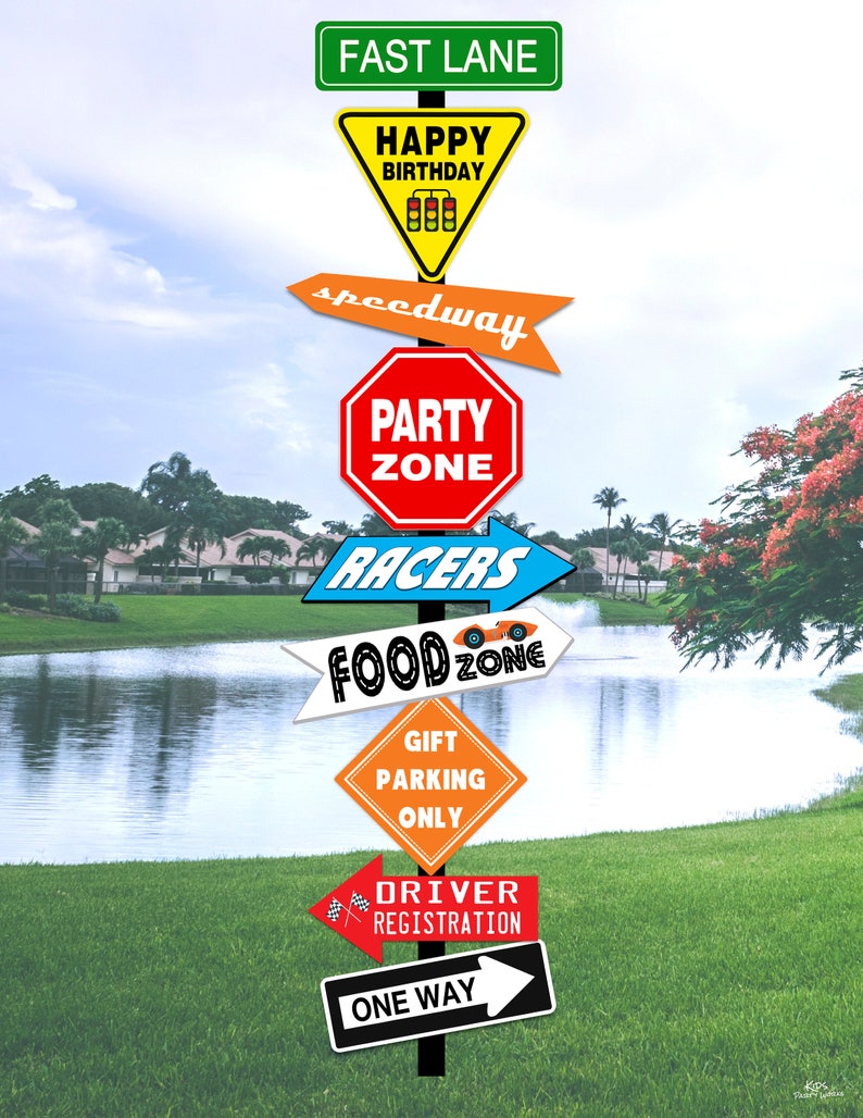 Race Car Signs Race Car Party Racing Birthday Directional | Etsy