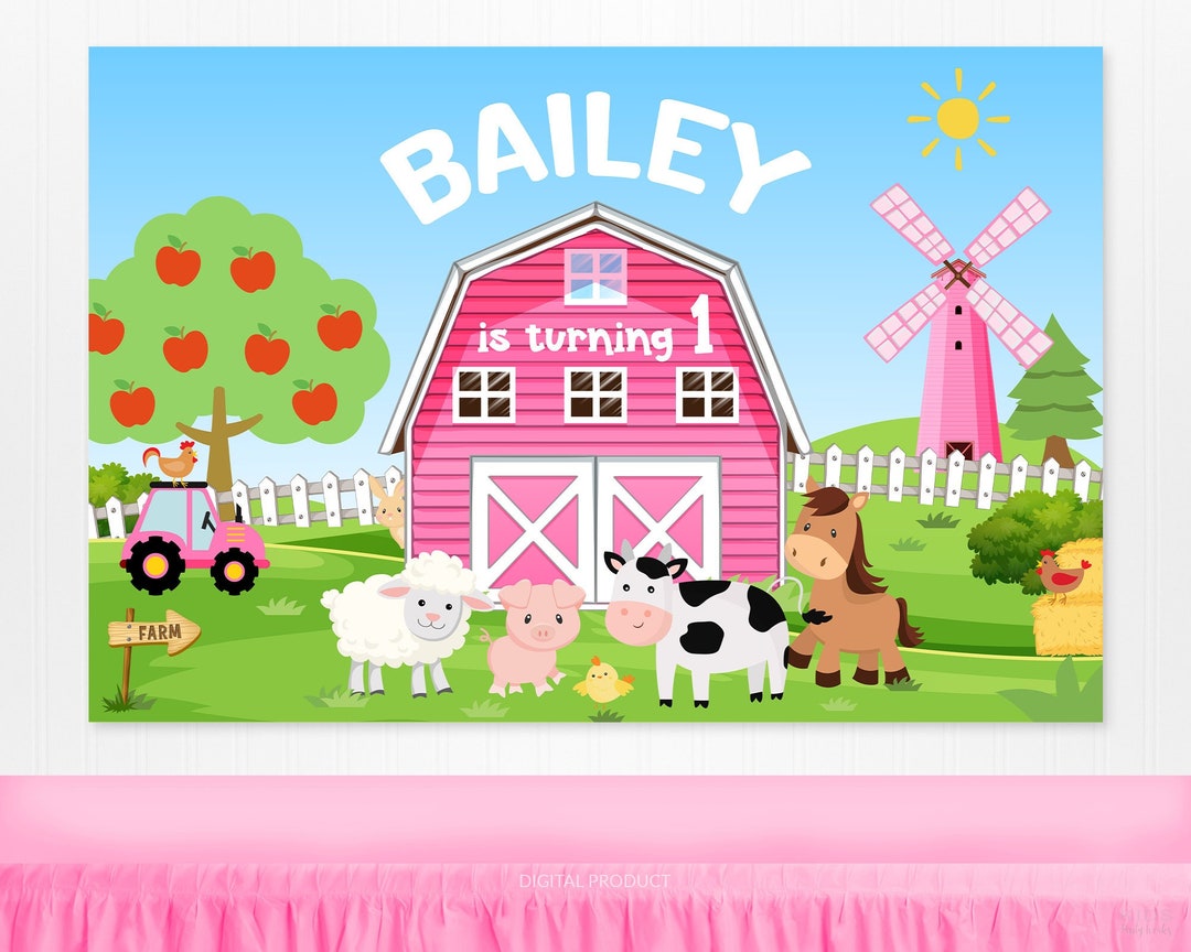 Farm Birthday Backdrop | Barnyard Birthday | Farm Backdrop | Barnyard ...