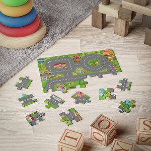 Kids Puzzle, Personalized Jigsaw Puzzle, Race Track Town, Educational ...