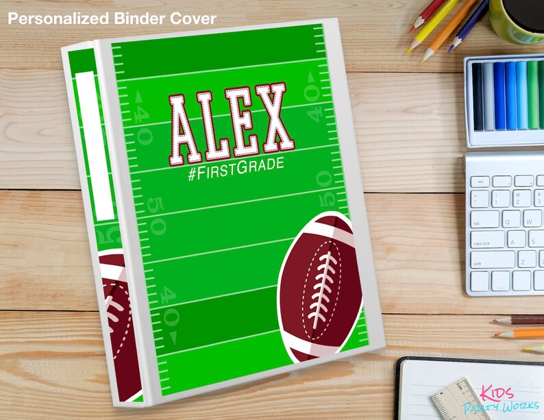 PRINTABLE BINDER COVERS-1 Personalized Binder Cover-football - Etsy