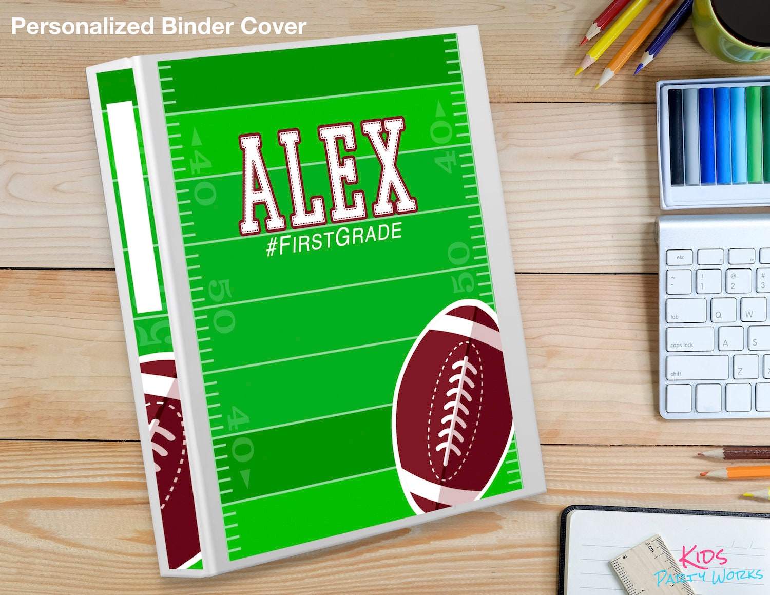 PRINTABLE BINDER COVERS-1 Personalized Binder Cover-football Binder ...