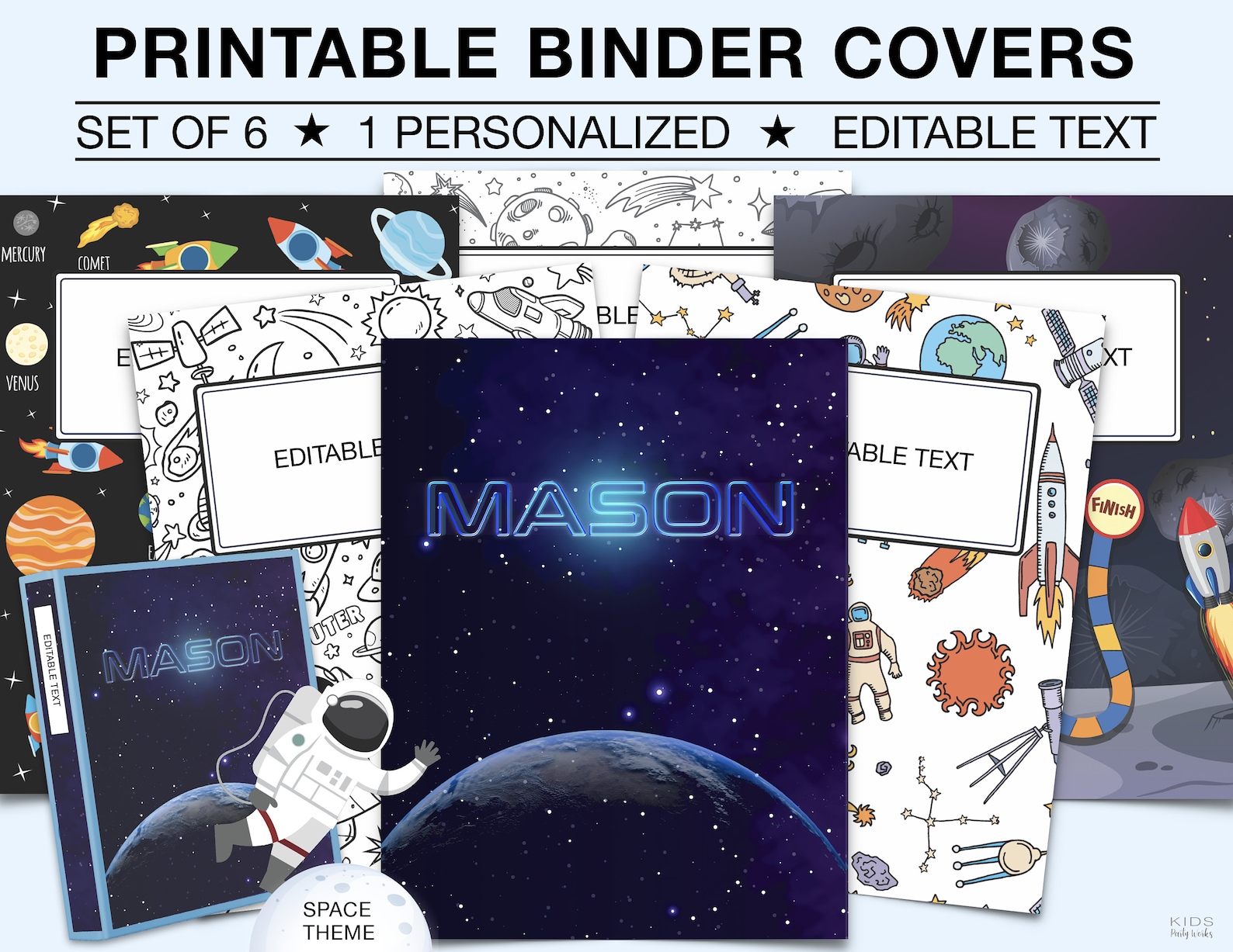 Kids Printable BINDER COVERS Outer Space Binder Covers 1 - Etsy