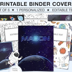 Kids Printable BINDER COVERS, Outer Space Binder Covers, 1 Personalized ...