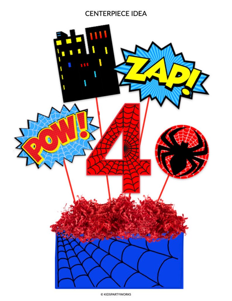 Spider Birthday Centerpiece NUMBER 6 Centerpiece Instant | Etsy