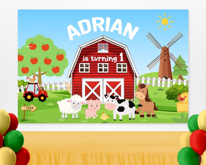 Farm Birthday Backdrop | Barnyard Birthday | Farm Backdrop | Barnyard ...