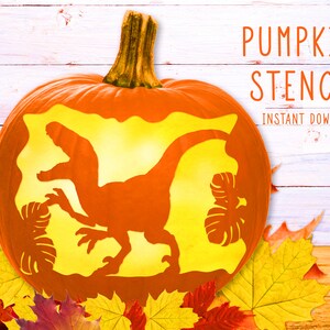 Dinosaur Pumpkin Stencil, Velociraptor Printable Stencil, Halloween ...