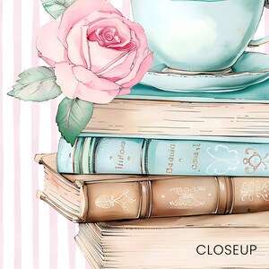 Watercolor Books PNG, Floral Books Clipart, 8 Vintage Books and Flowers ...