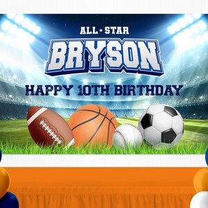All Star Backdrop, Printable Sports Backdrop, Football Basketball ...