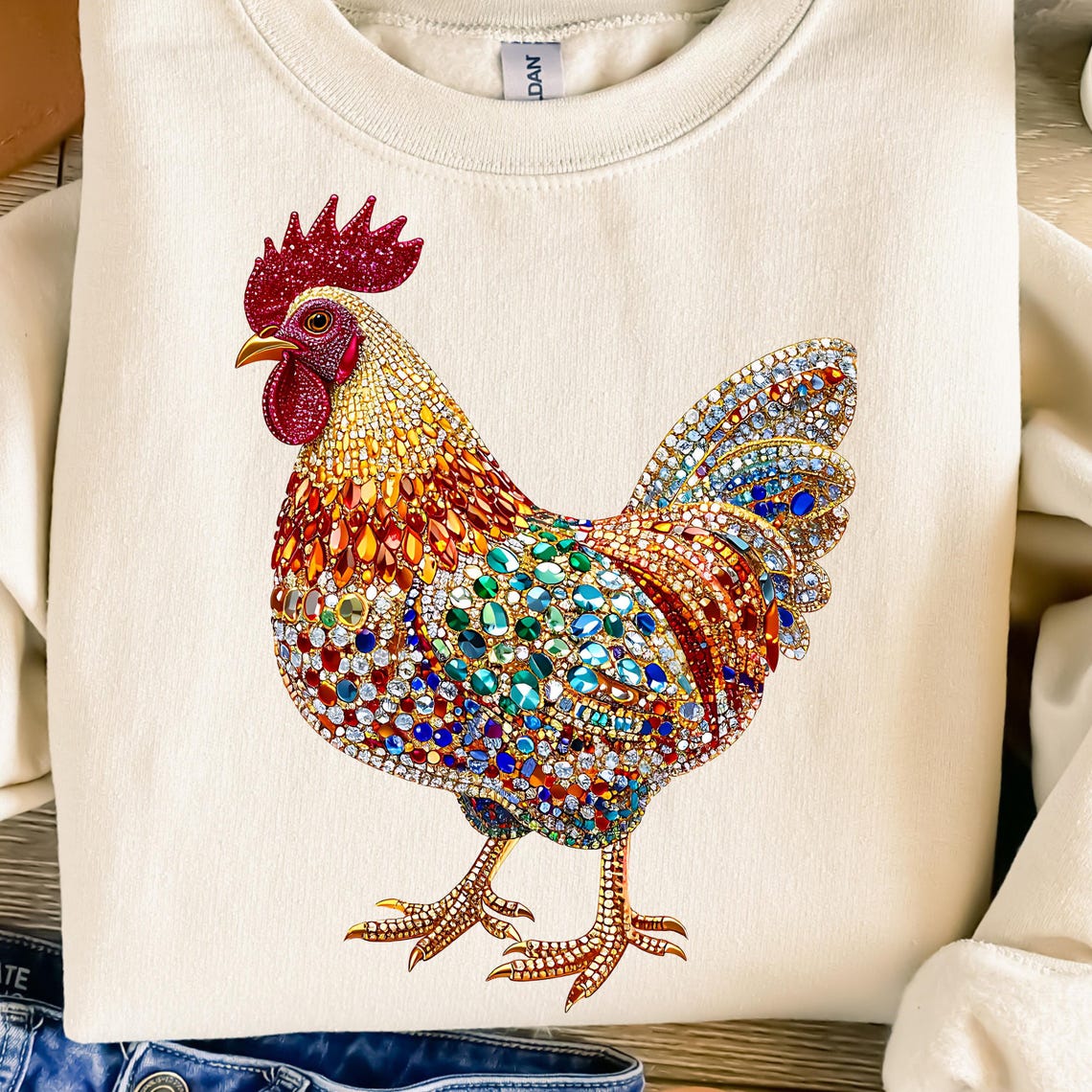 Faux Rhinestone Chicken PNG, Rooster Hen Clipart, Crystal Farmhouse ...