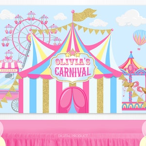 Kids Carnival Backdrop, Carnival Birthday, Circus Party, Carnival ...
