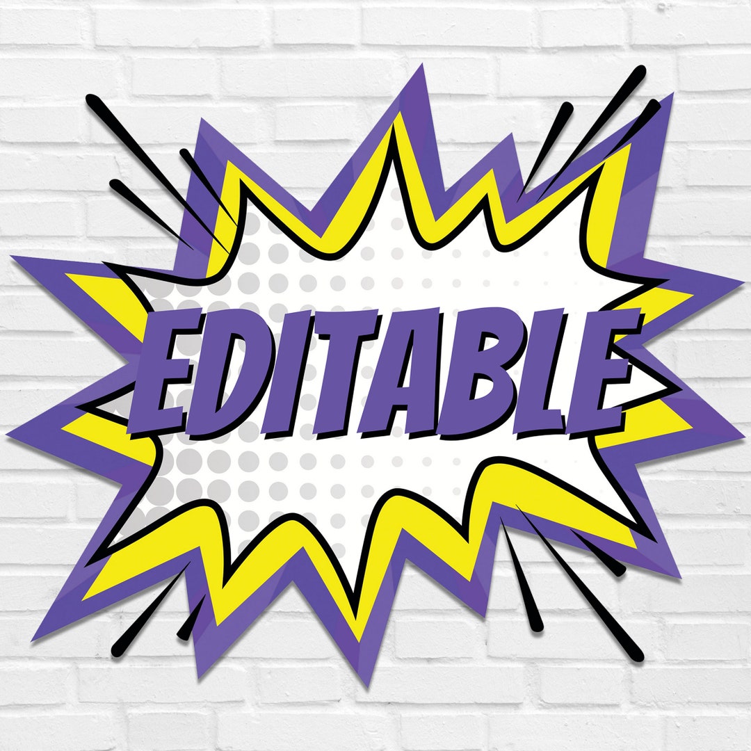 Superhero Word Bubble, Editable Comic Bubble, Speech Bubble, Superhero ...