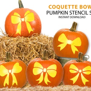 Coquette Bow Pumpkin Stencil, Coquette Bow Stencil Set, Princess Bow ...