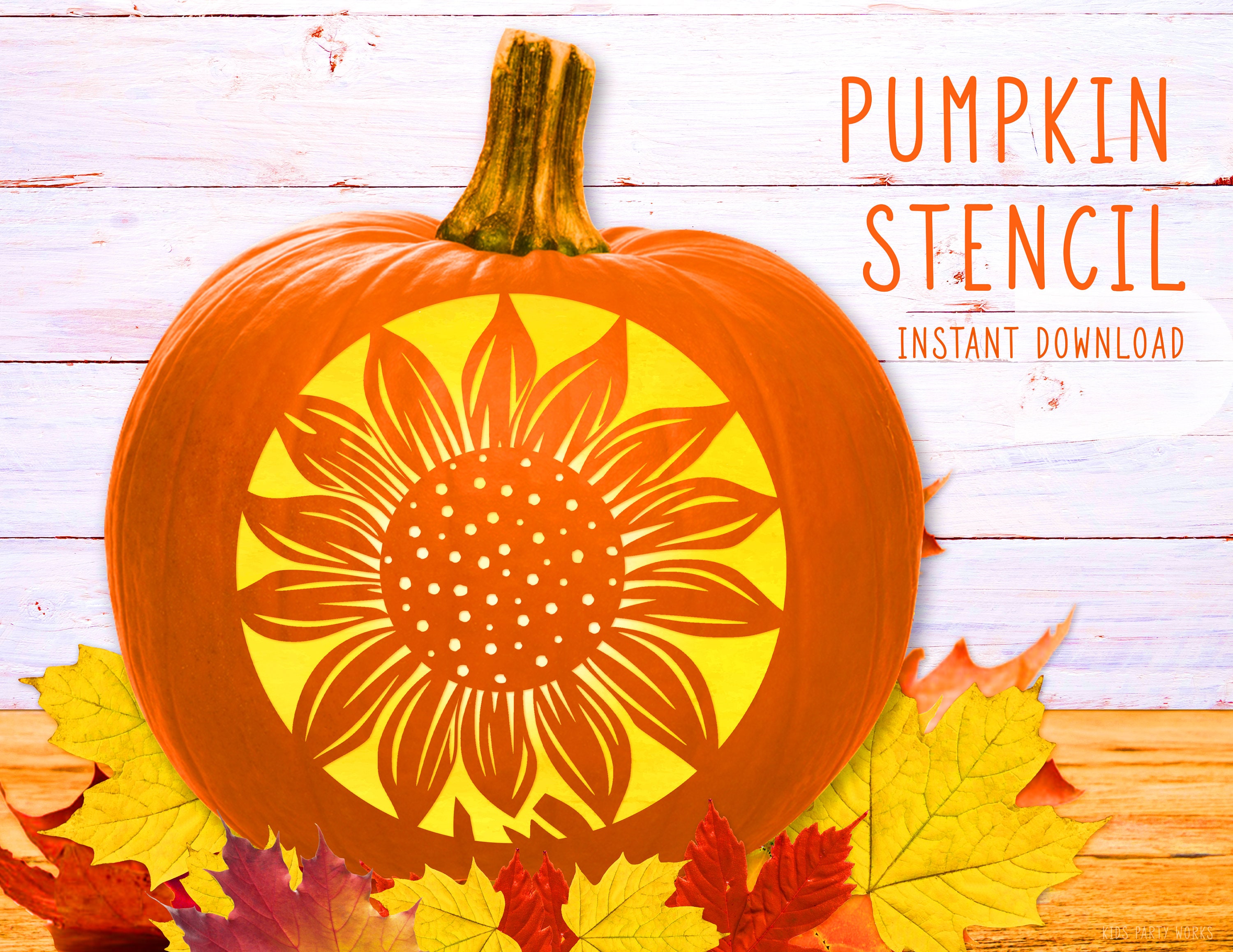 Cute Flower Pumpkin Stencil