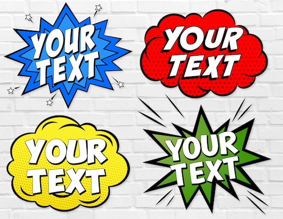 Superhero Comic Bubbles Speech Bubbles Superhero Birthday - Etsy