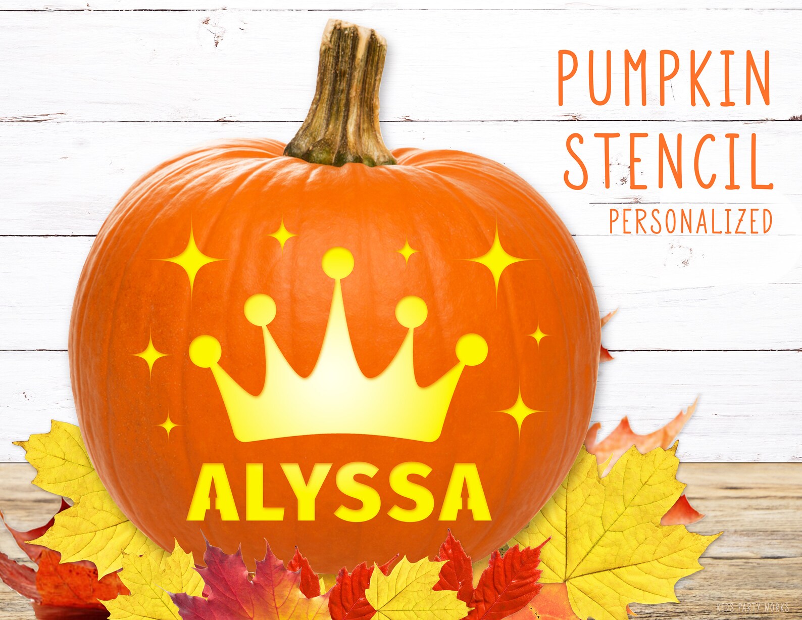 Princess Crown Pumpkin Stencil, PRINTABLE Name Pumpkin STENCIL ...