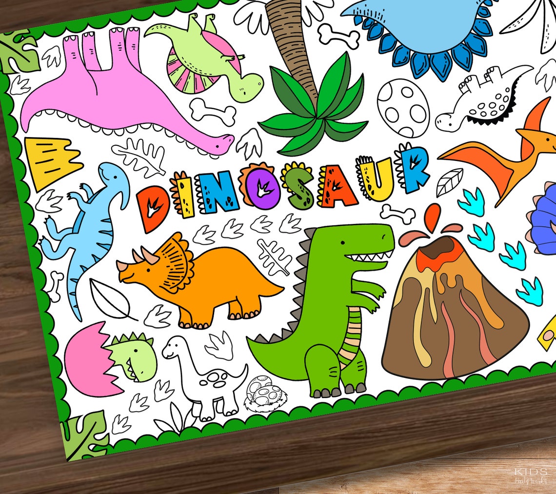 GIANT Dinosaur Coloring Poster or Table Cover Kids Dino - Etsy