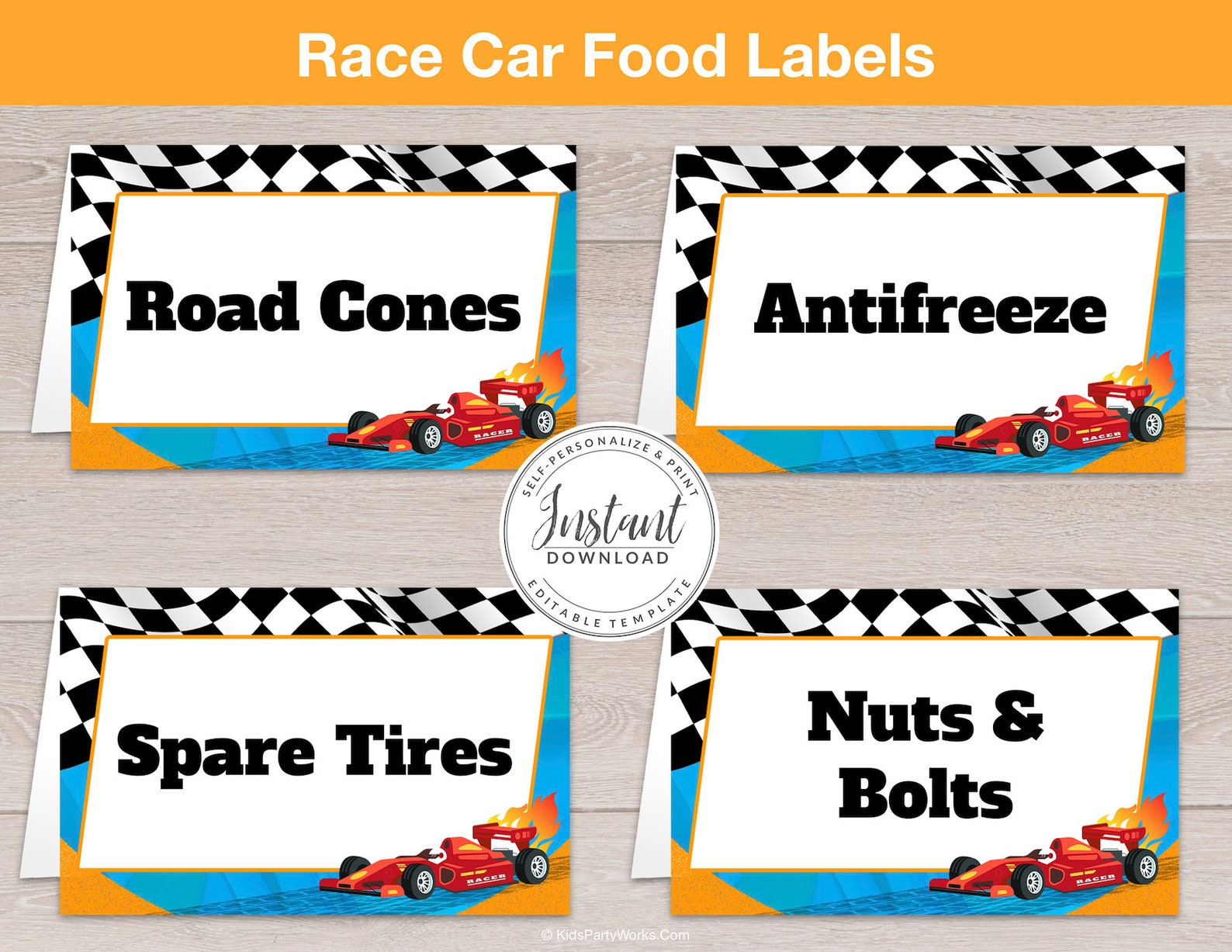 Race Car Food Labels Racing Birthday Party Party Supplies - Etsy