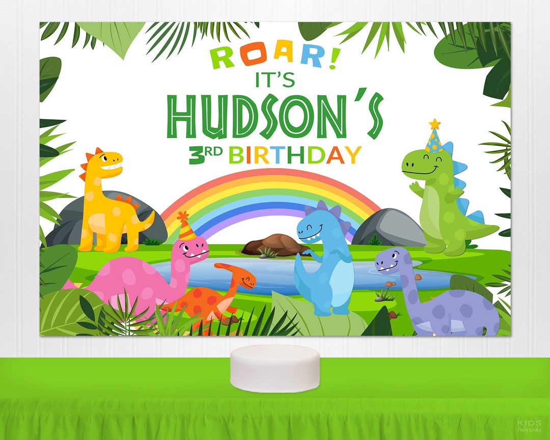Dinosaur Backdrop, Dinosaur Birthday, Dinosaur Party, Dinosaur Rainbow ...