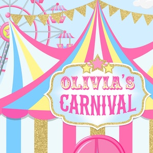 Kids Carnival Backdrop, Carnival Birthday, Circus Party, Carnival ...