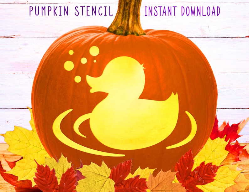 Rubber Duckie Pumpkin Stencil, Funny Duck Halloween PRINTABLE Stencil ...